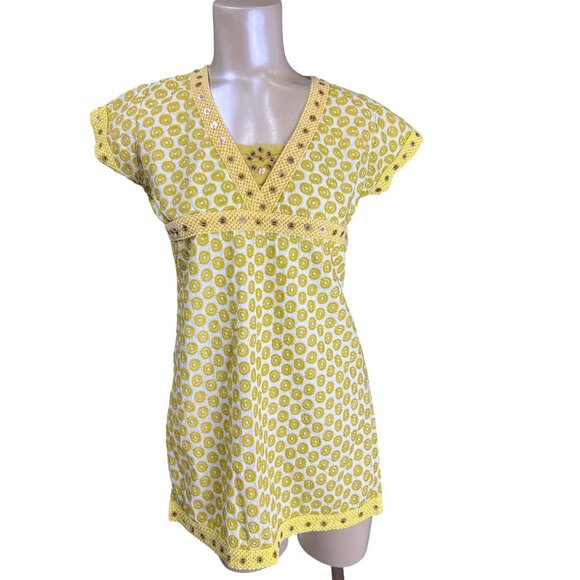 kum kum | Tops | Indie Large Yellow Embroidered Sequin Desi India Boxy Top Hippie Boho Dd532 ...